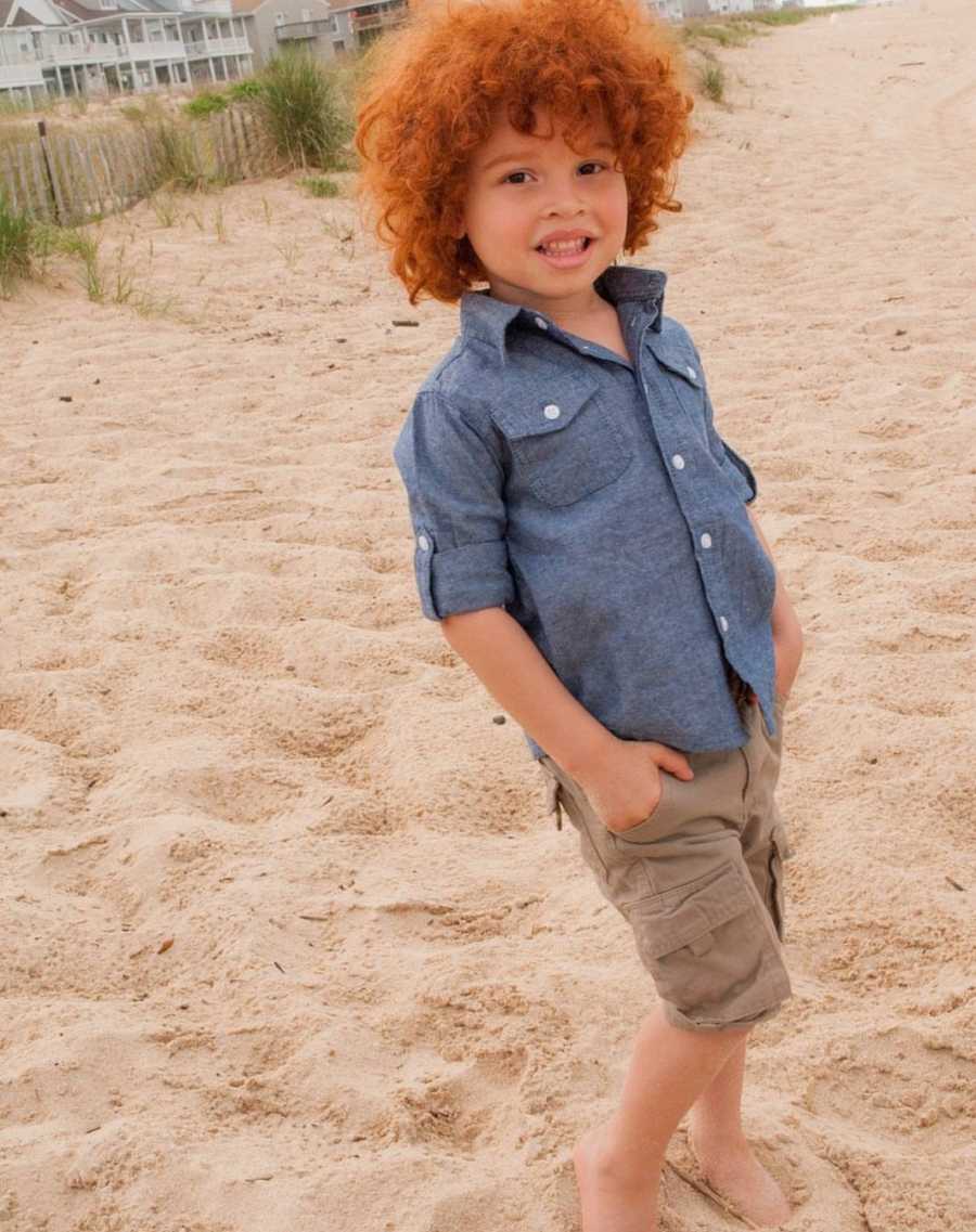 ‘When he was born I heard, ‘Oh my God. He has RED HAIR!’ I paused. ‘No ...