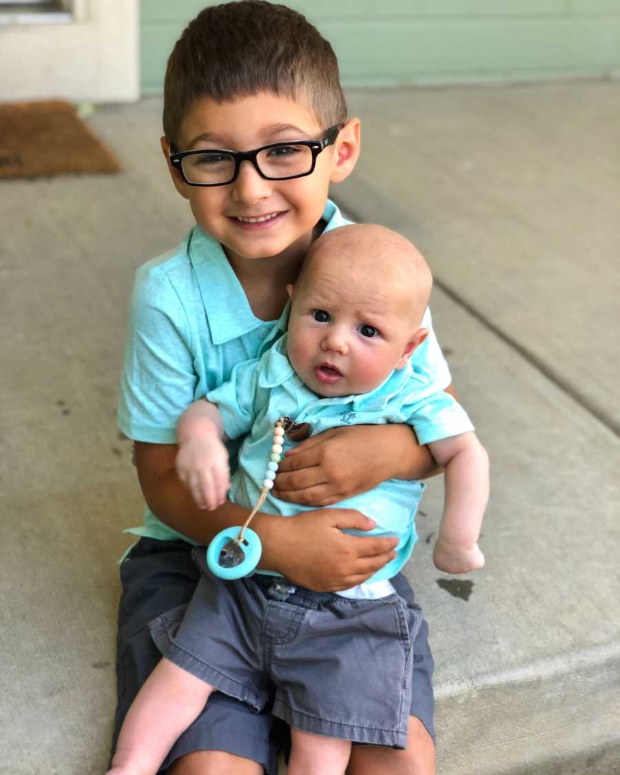 ‘You got a baby BROTHER!’ He jumped up. ‘YES! I knew it was a brother ...