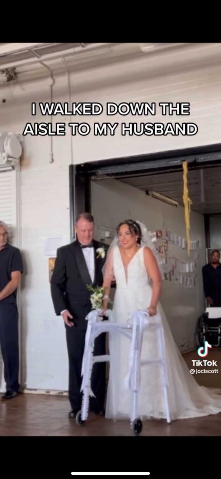 Paraplegic Bride Surprises Husband By Walking Down Aisle On Wedding Day ...